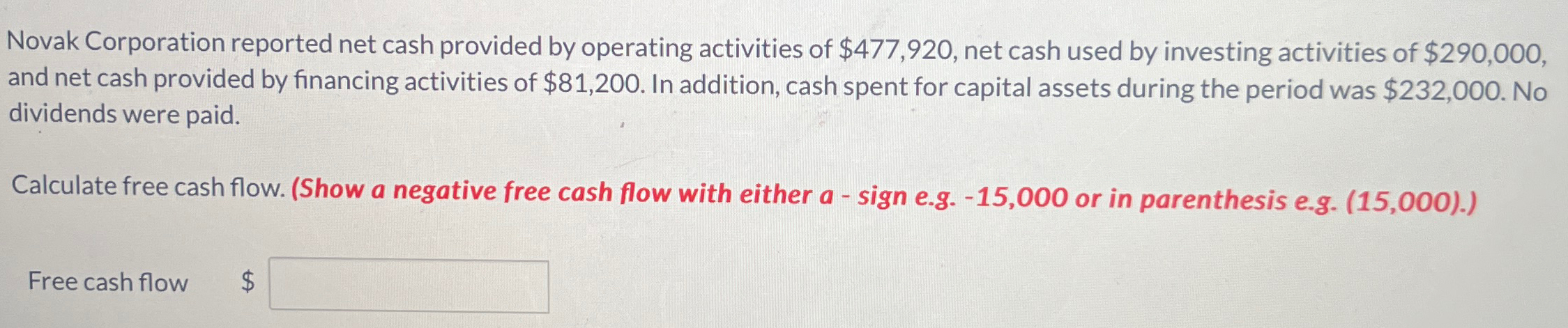 Solved Novak Corporation reported net cash provided by | Chegg.com