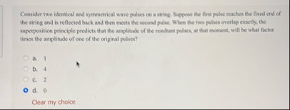 Solved Consider two identical and sywmetrical wave pulses on | Chegg.com