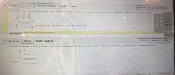 16. 1/2 Points DETAILS PREVIOUS ANSWERS TANFIN 12 | Chegg.com 16. 1/2 Points DETAILS PREVIOUS ANSWERS TANFIN 12 | Chegg.com