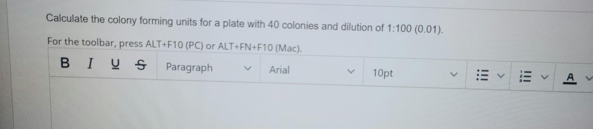 Solved Calculate the colony forming units for a plate with | Chegg.com
