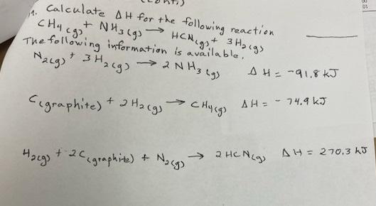 Solved 1. Calculate ΔH for the following reaction | Chegg.com