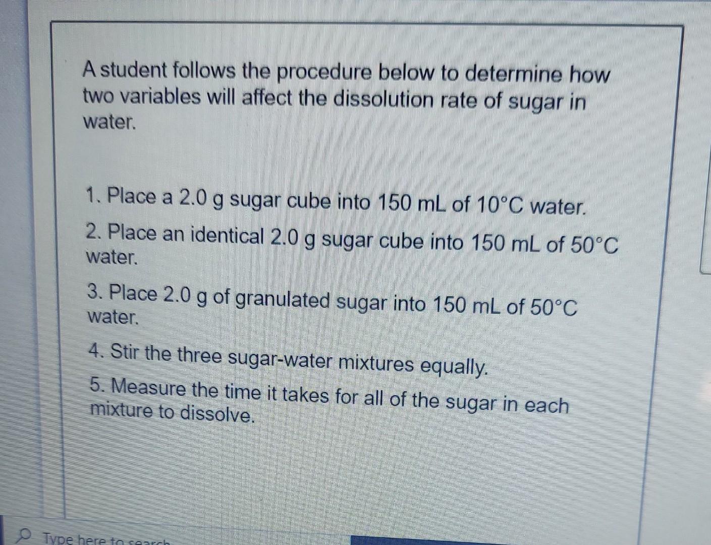 Solved Identify the two variables being tested in the | Chegg.com