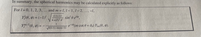 Solved H92.1: Constructing spherical harmonics using ladder | Chegg.com