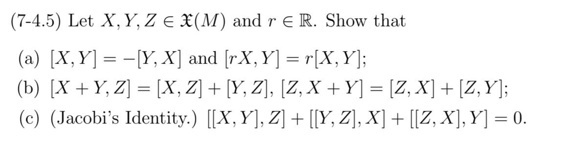 Solved 7−4 5 Let X Y Z∈x M And R∈r Show That A