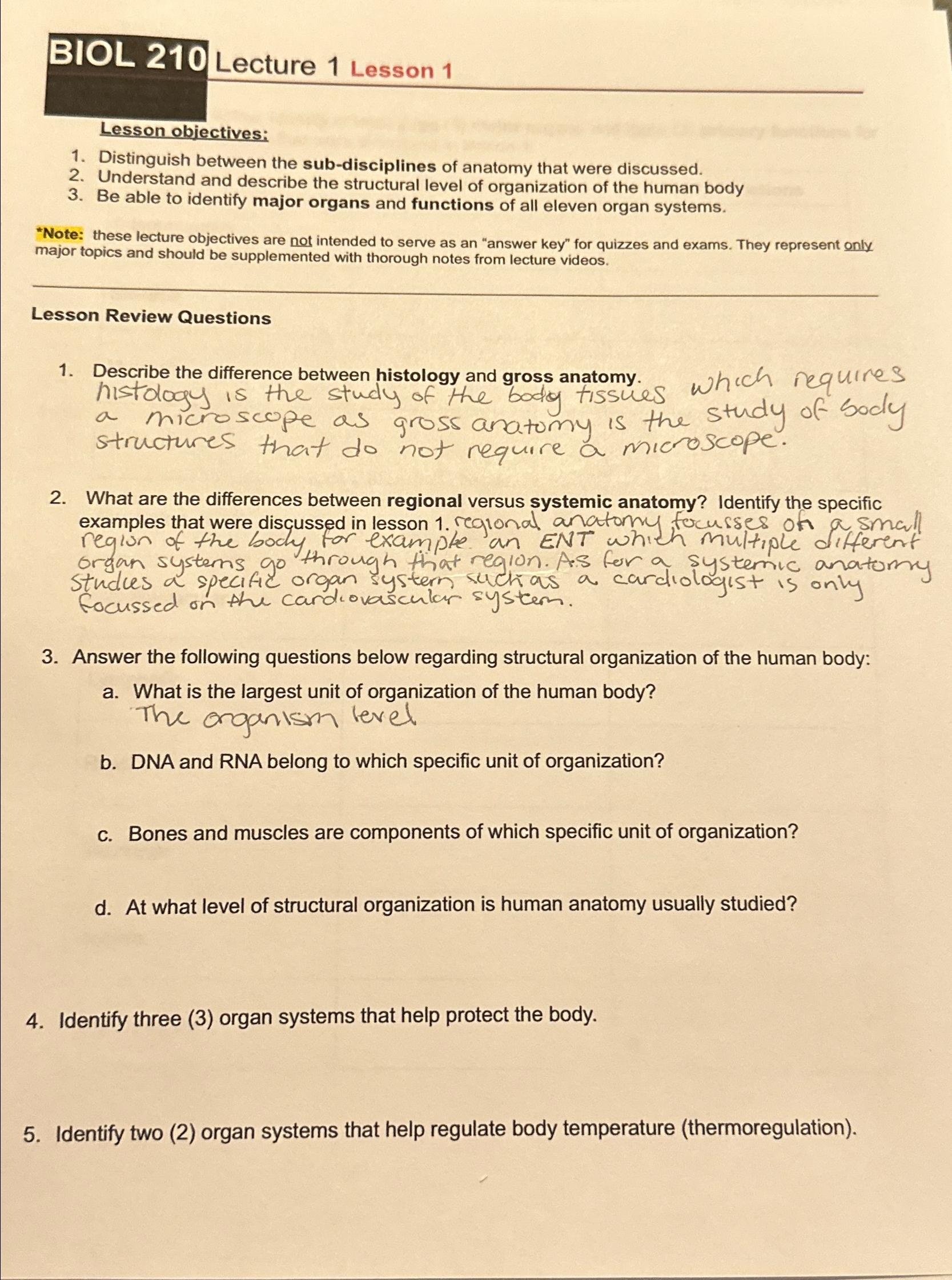 Solved BIOL 210 ﻿Lecture 1 ﻿Lesson 1Lesson | Chegg.com