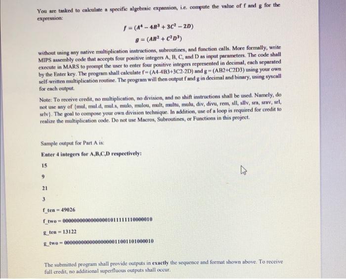 Solved You are tasked to calculate a specific algebraic | Chegg.com