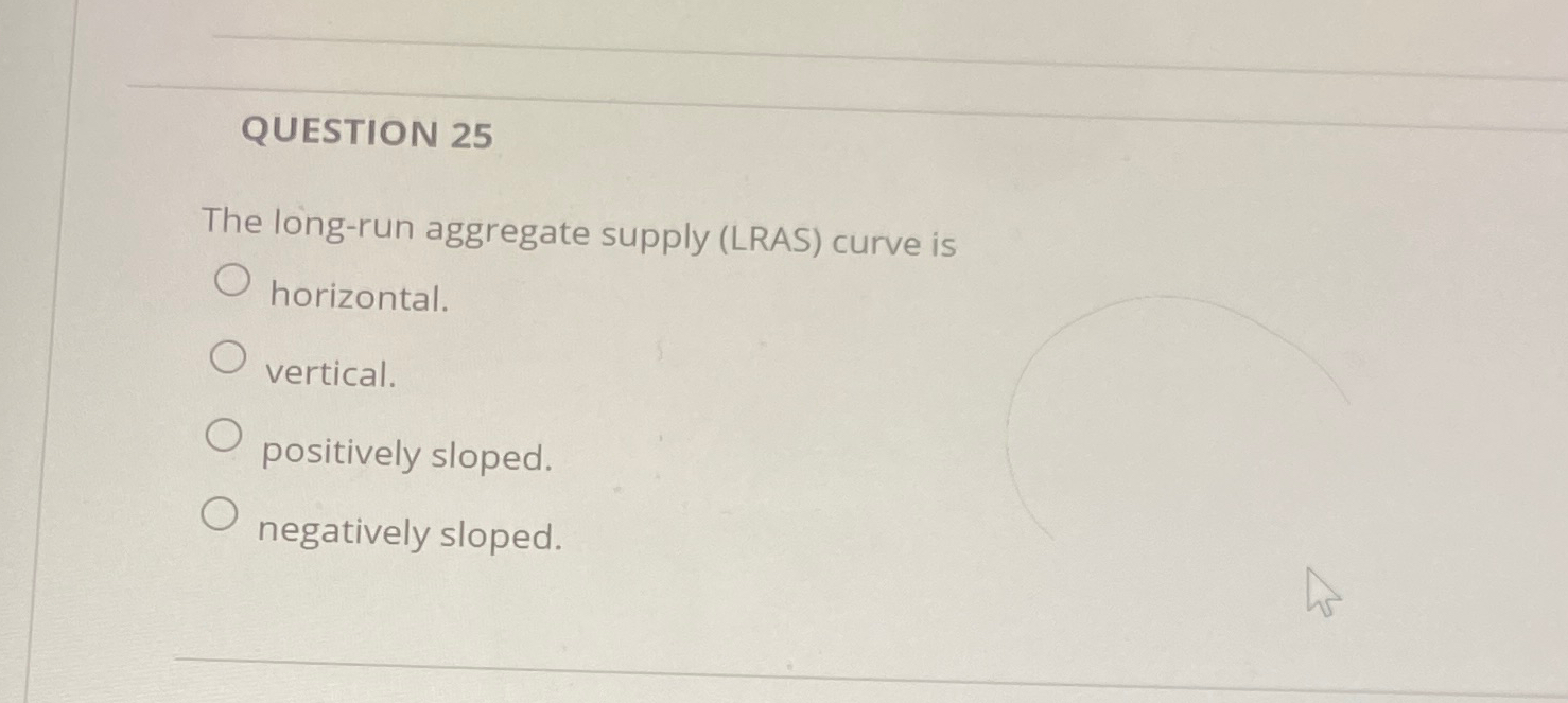 Solved QUESTION 25The long-run aggregate supply (LRAS) | Chegg.com Solved QUESTION 25The long-run aggregate supply (LRAS) | Chegg.com