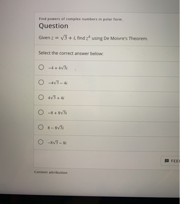 Solved Find powers of complex numbers in polar form Question | Chegg.com