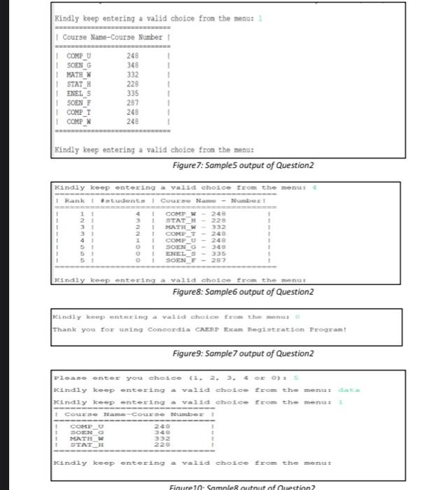 Solved Questions H2: Simple Exam Registration Program (8pts) | Chegg.com