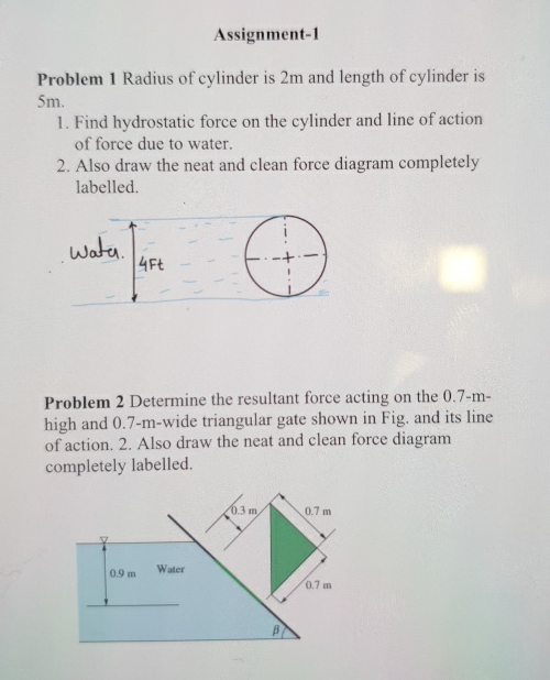 Solved Assignment-1Problem 1 ﻿Radius of cylinder is 2m ﻿and | Chegg.com