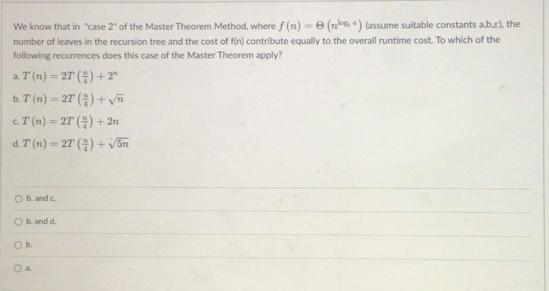 Solved We know that in "case 2" ﻿of the Master Theorem | Chegg.com