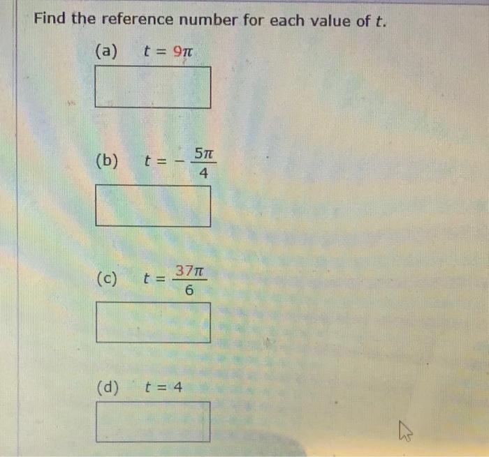 Solved Find the reference number for each value of t. (a) | Chegg.com