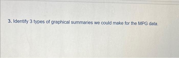 Solved 3. Identify 3 types of graphical summaries we could | Chegg.com