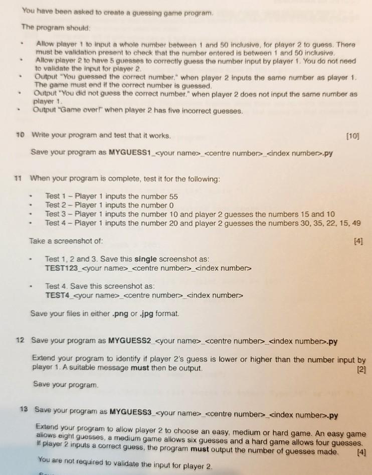 You have been asked to create a guessing game | Chegg.com