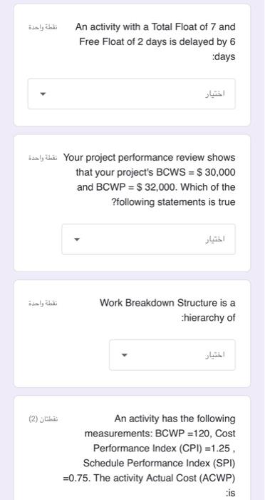Solved نقمة واحدة An activity with a Total Float of 7 and | Chegg.com