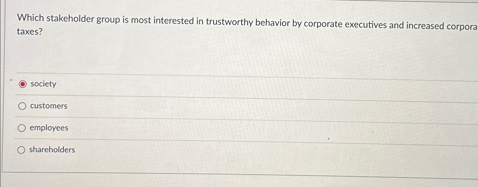 Solved Which stakeholder group is most interested in | Chegg.com