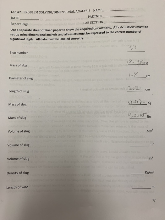 Solved Lab 2 PROBLEM SOLVING DIMENSIONAL ANALYSIS NAME Chegg