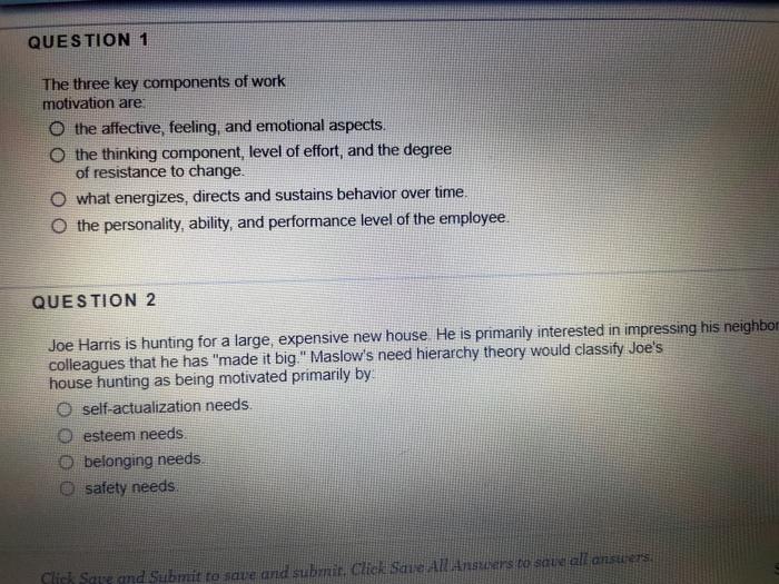 Solved ION 1 The Three Key Components Of Work Chegg