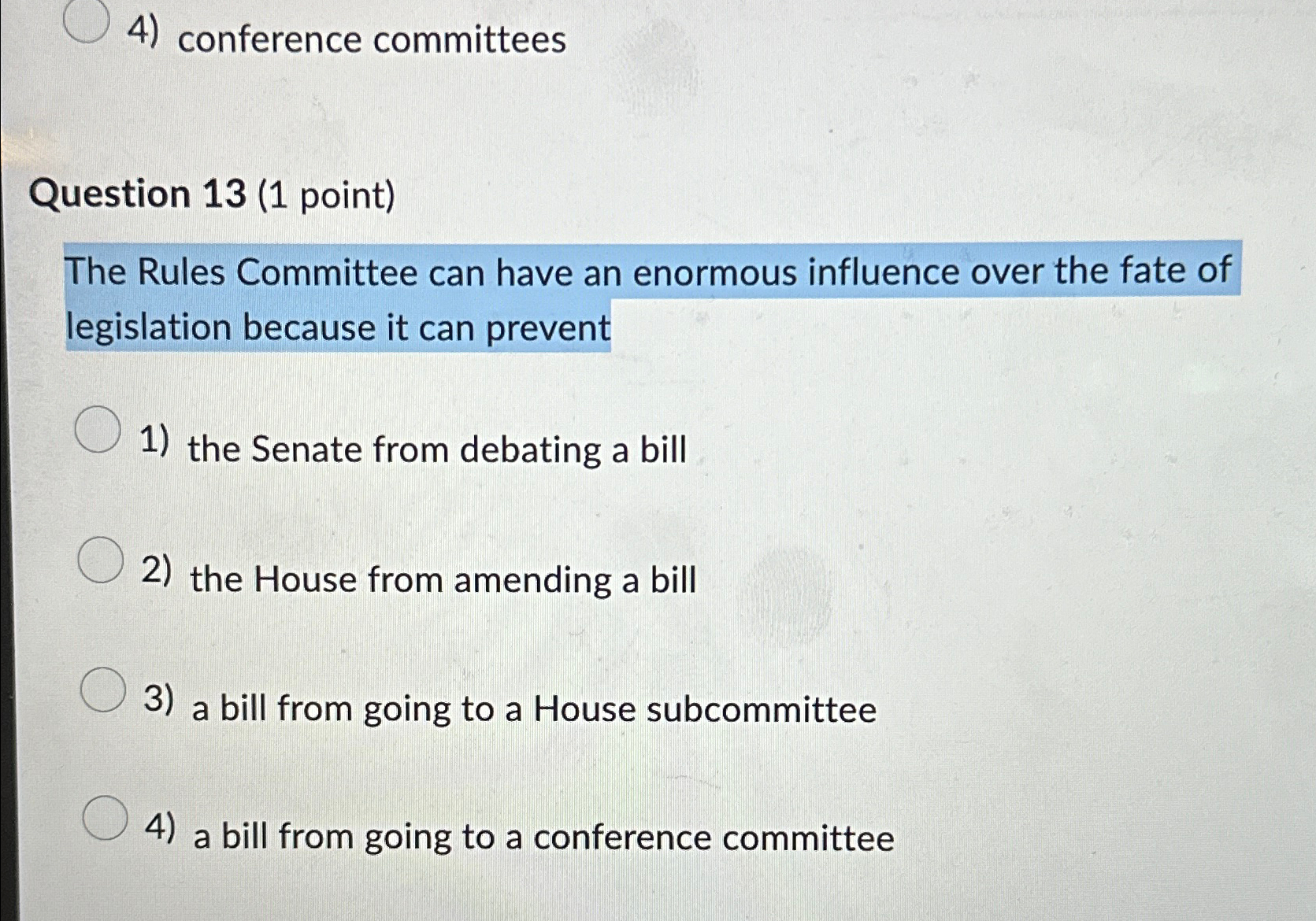Solved conference committeesQuestion 13 (1 ﻿point)The Rules | Chegg.com