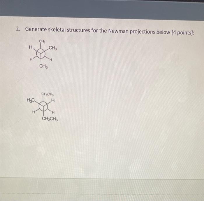 Solved 2. Generate skeletal structures for the Newman | Chegg.com