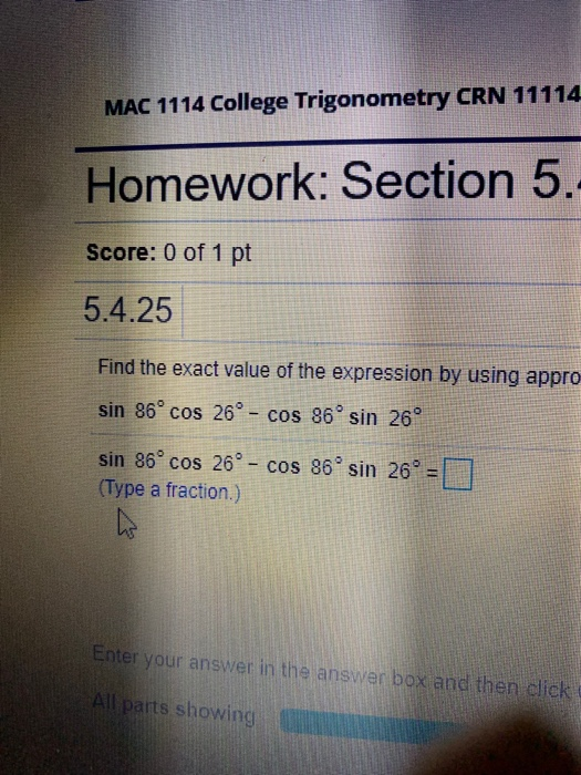 Solved MAC 1114 College Trigonometry CRN 11114 Homework: | Chegg.com