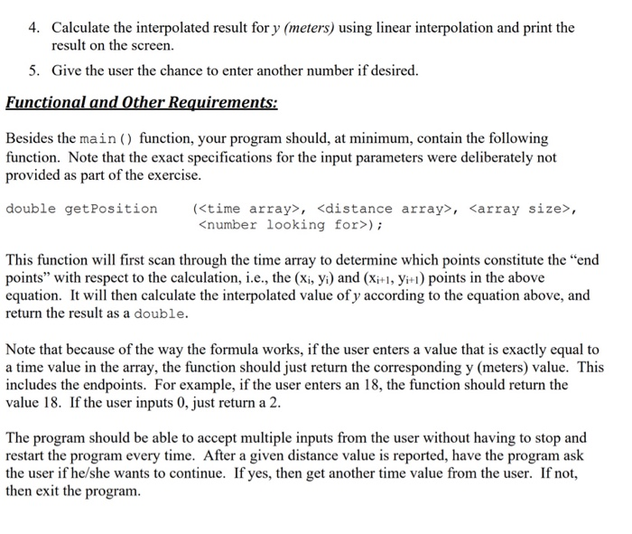 Program 1 - Linear Interpolation The technique of | Chegg.com