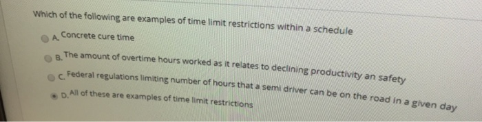 Solved Which of the following are examples of time limit | Chegg.com