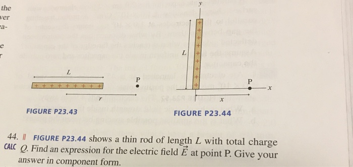 Solved 43. I FIGURE P23.43 shows a thin rod of length L with | Chegg.com
