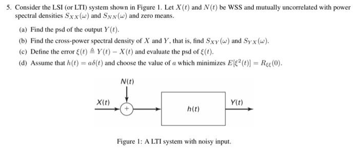 Solved 5. Consider the LSI (or LTI) system shown in Figure | Chegg.com