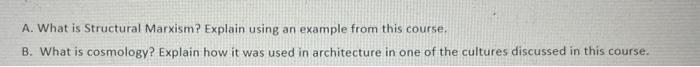 Solved A. What is Structural Marxism? Explain using an | Chegg.com