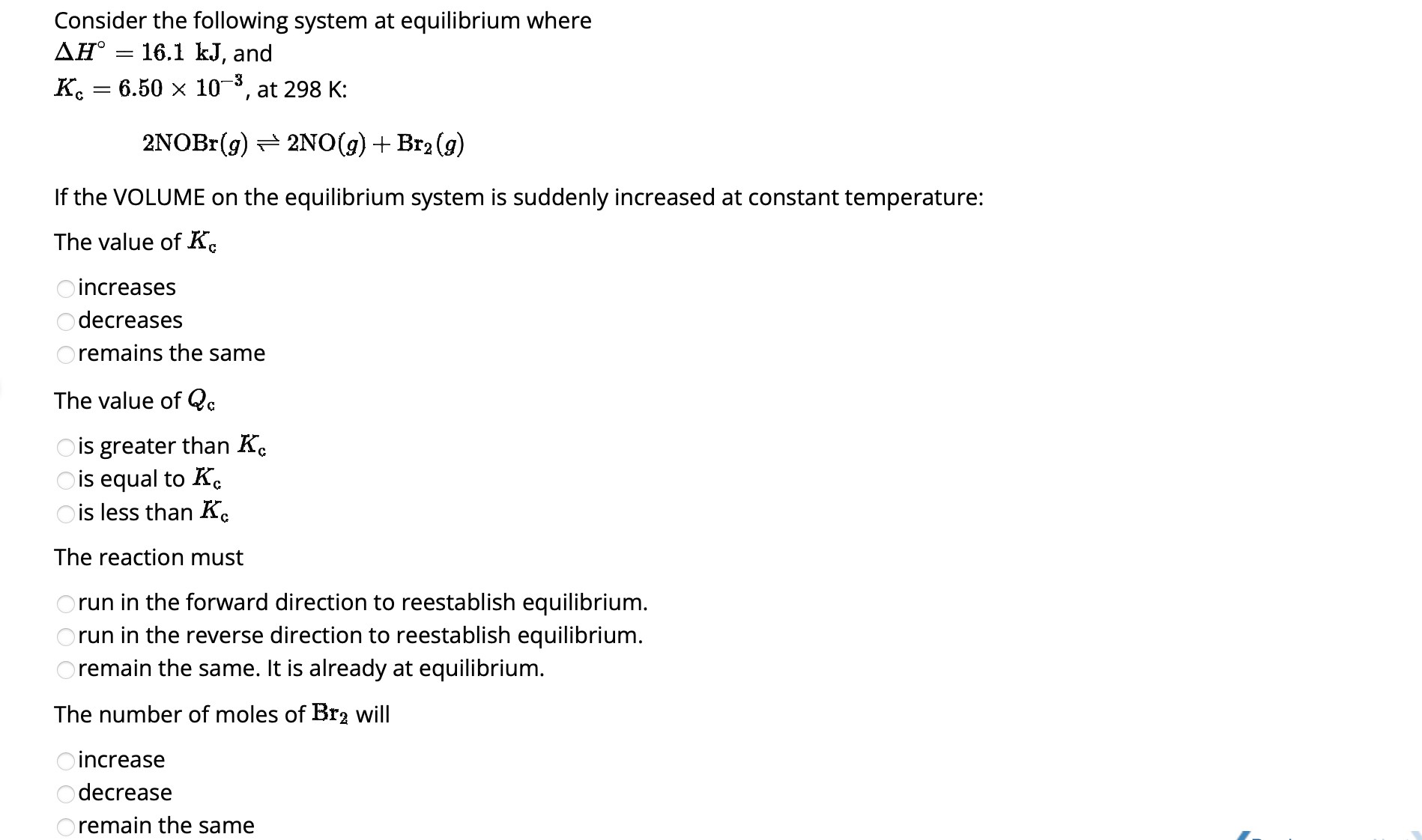 Solved Consider the following system at equilibrium | Chegg.com