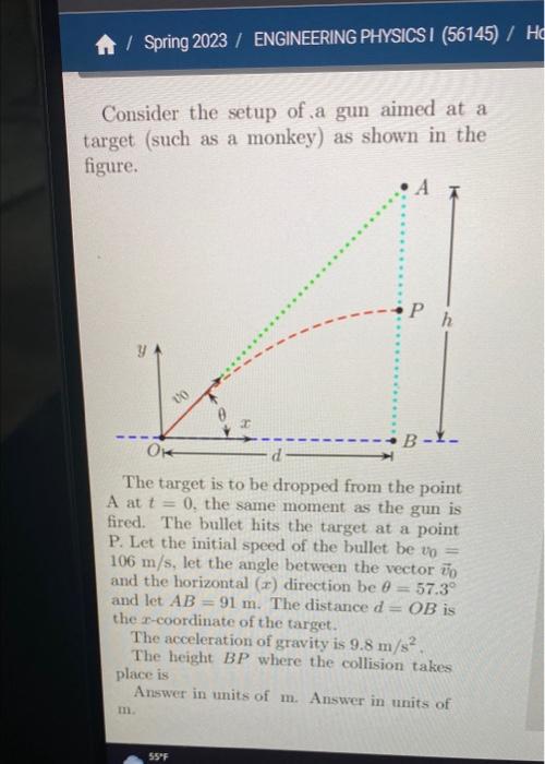 Solved Consider the setup of a gun aimed at a target (such | Chegg.com