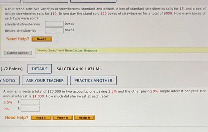 Solved A fruit stand sells two varieties of strawberries: | Chegg.com