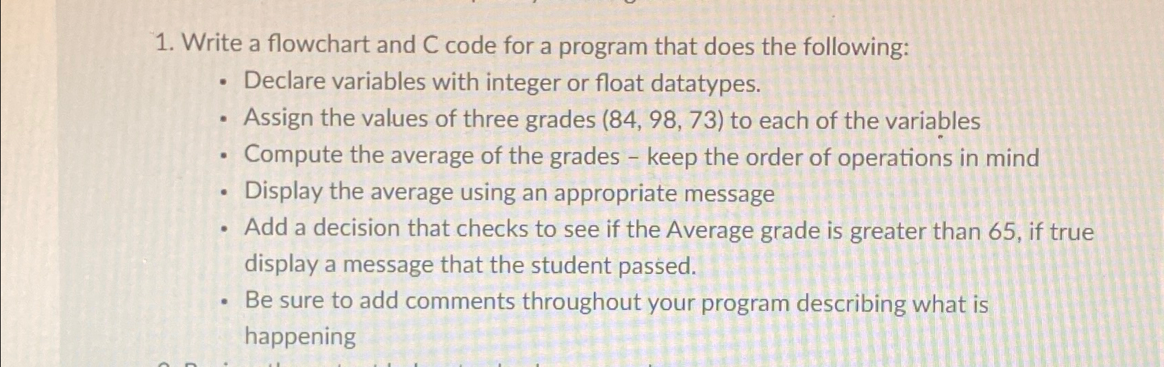 Write a flowchart and C ﻿code for a program that does | Chegg.com