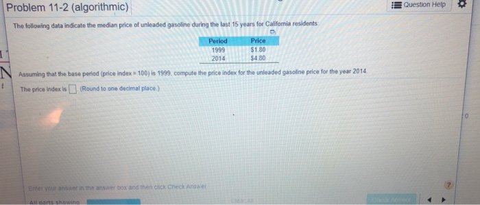 Solved Problem 11-2 (algorithmic) Question Help The | Chegg.com