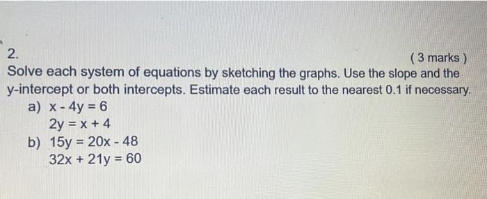 Solved Solve each system of equations by sketching the | Chegg.com