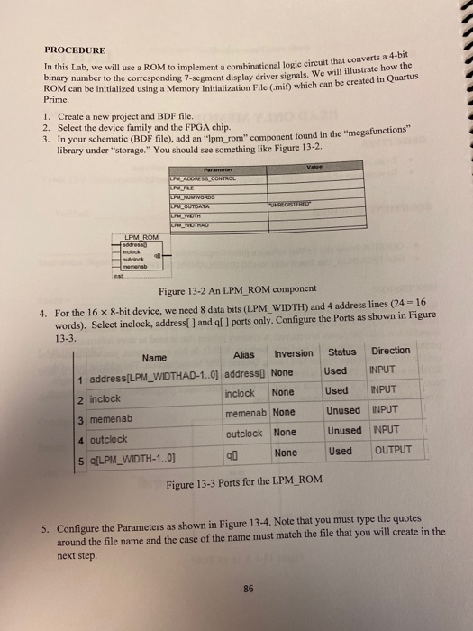 Solved LAB 13 READ ONLY MEMORY (ROM) OBIECTTVES • • To set | Chegg.com