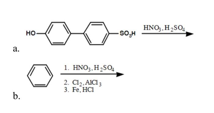 Solved HNO3, H2SO4 HO . SOH a. 1. HNO3, H2SO4 2. C12, A1C13 | Chegg.com