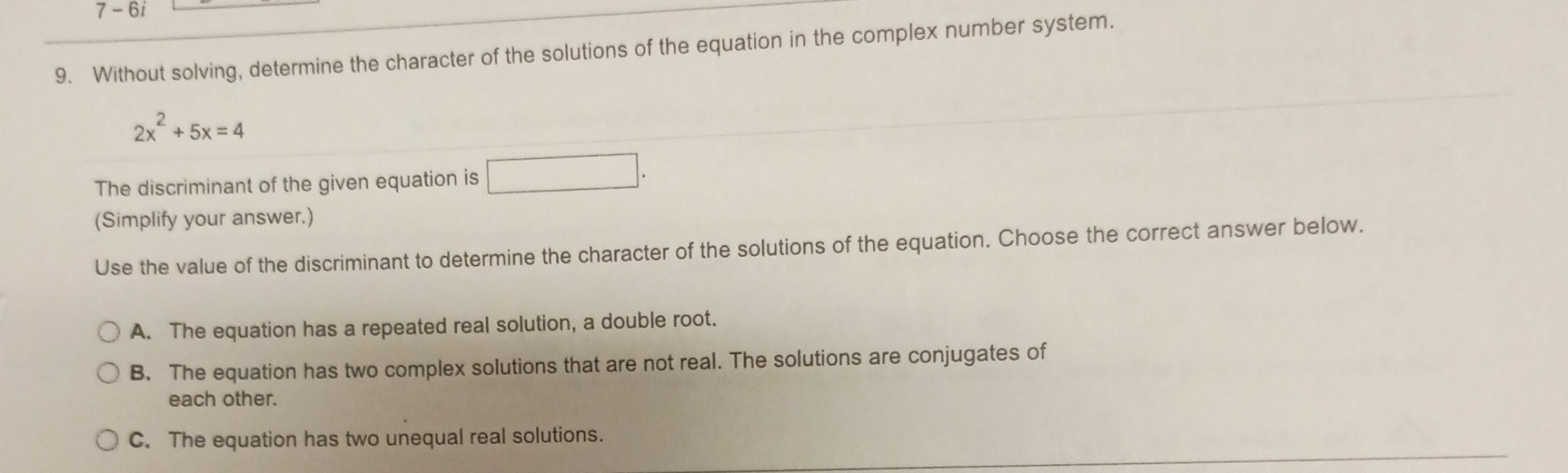 Solved Without solving, determine the character of the | Chegg.com