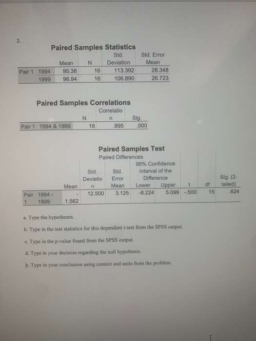 Solved Paired Samples Statistics Std. Mean N N Deviation | Chegg.com