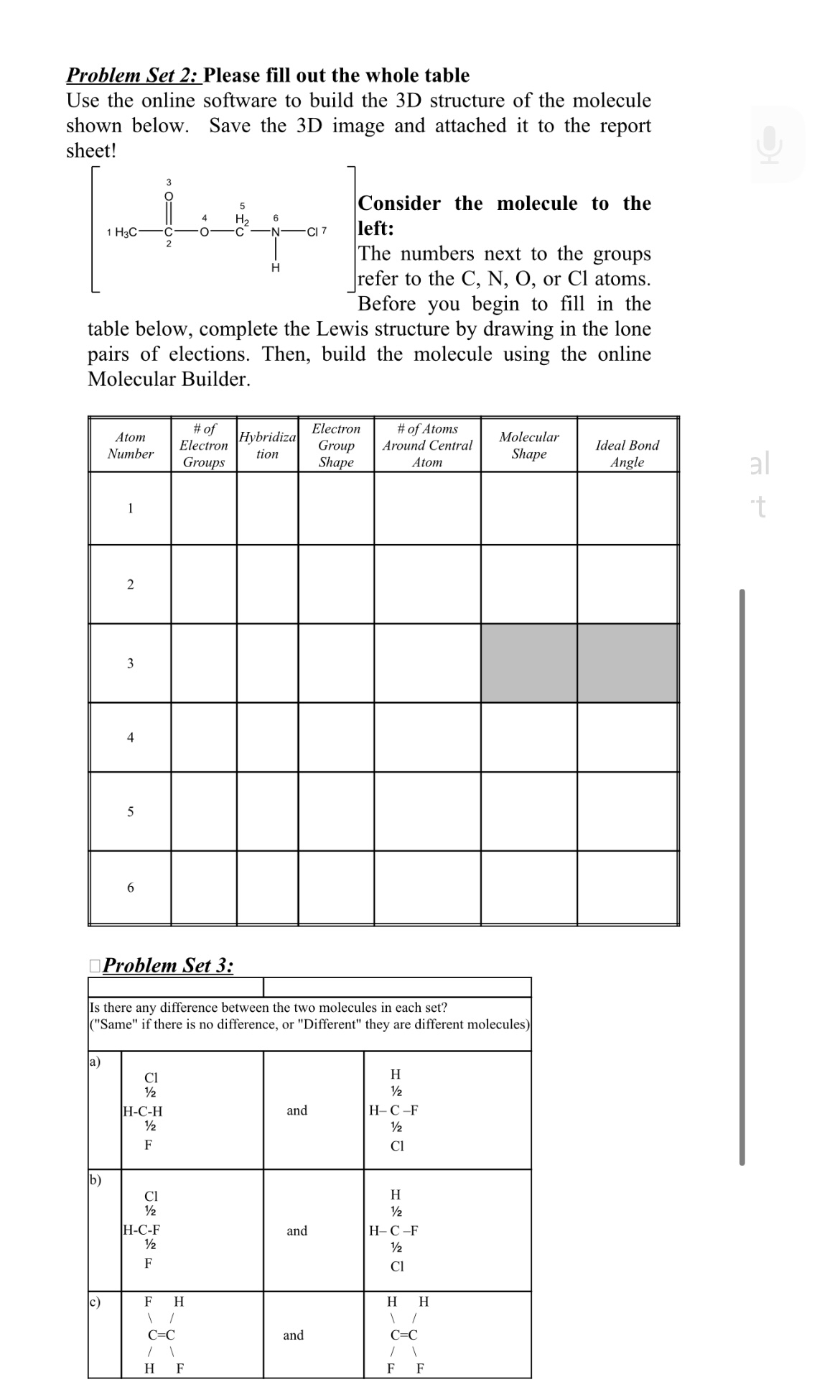 Problem Set 2: Please fill out the whole tableUse the | Chegg.com