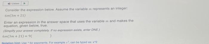 Solved Consider the expression below. Assume the variable m | Chegg.com