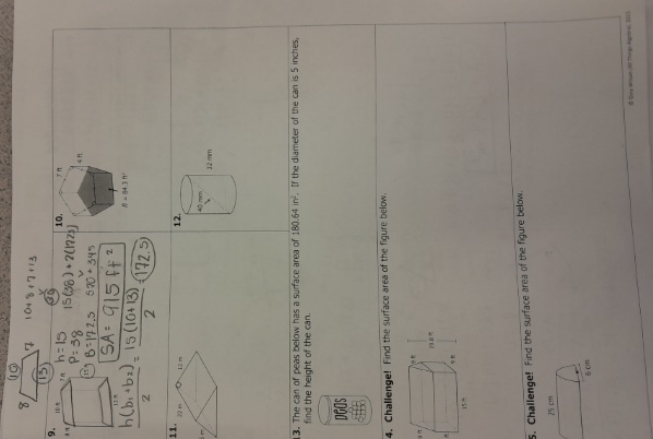 Challenge! Find the surface area of the figure | Chegg.com