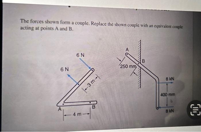 Solved The forces shown form a couple. Replace the shown | Chegg.com