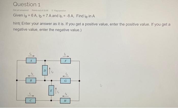 Solved Given ia=6 A,ib=7 A and ih=−8 A, Find ie in A hint( | Chegg.com