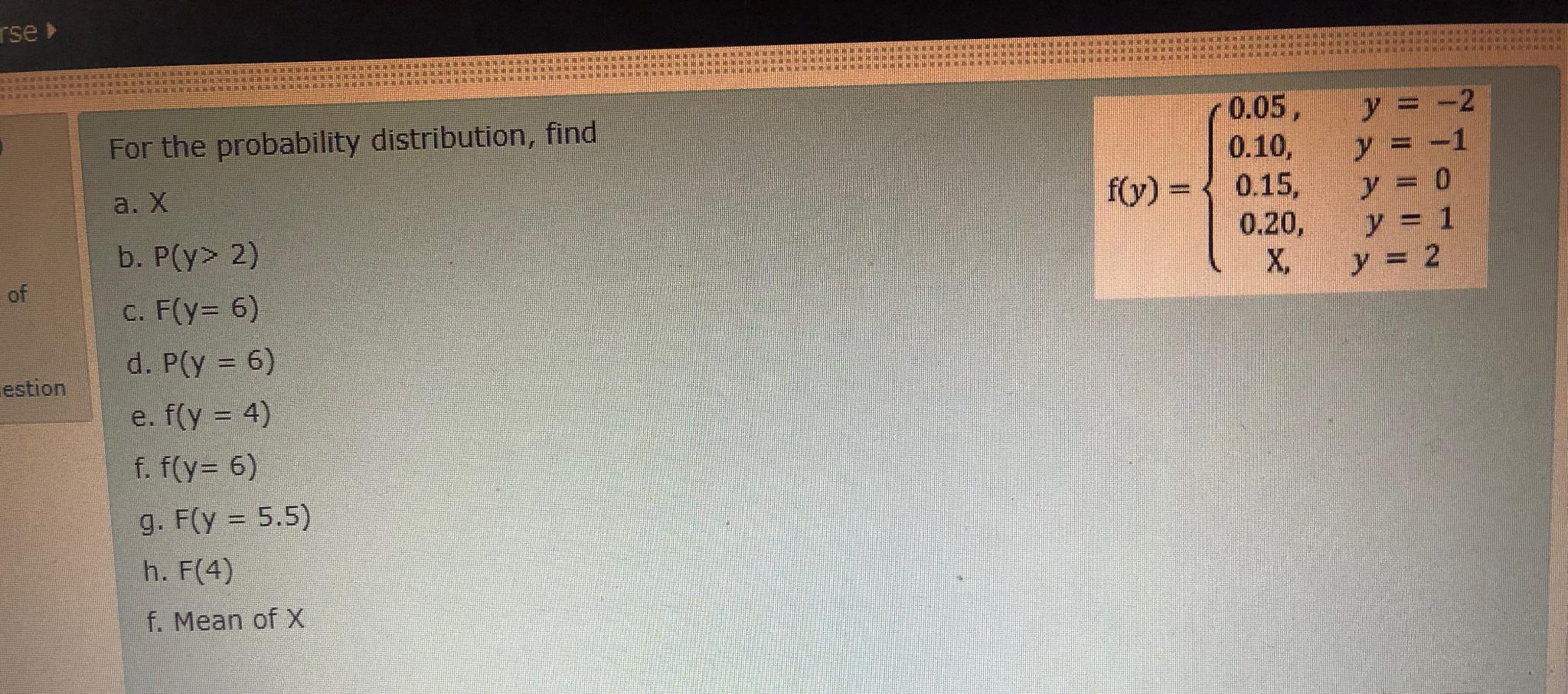 For the probability distribution, finda. | Chegg.com