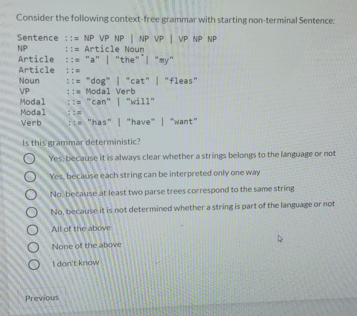 Solved Consider the following context-free grammar with | Chegg.com