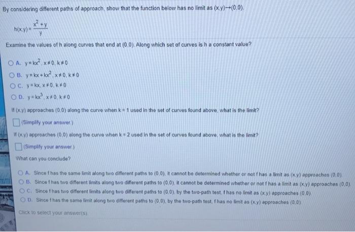 Solved By considering different paths of approach show that | Chegg.com