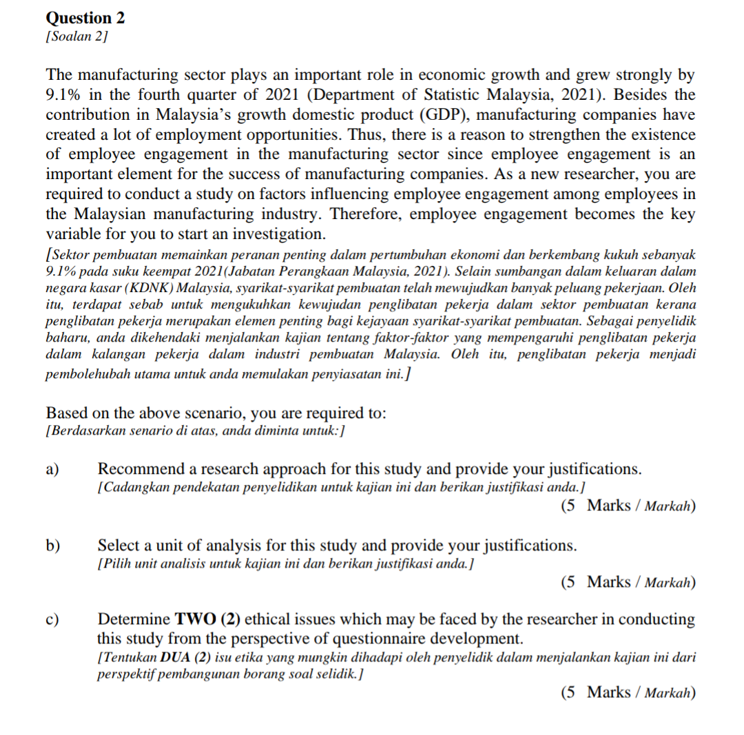 Question 1 [Soalan 1] a) A hypothesis can be defined | Chegg.com