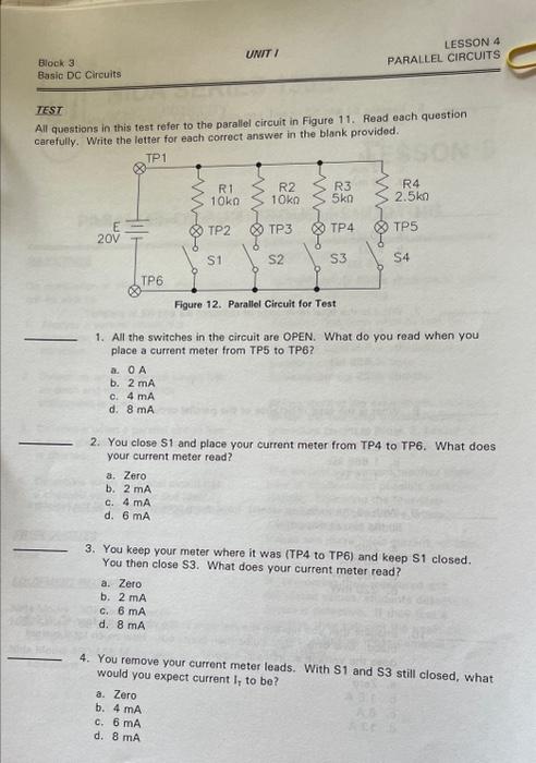 Solved TEST All questions in this test refer to the parallel | Chegg.com